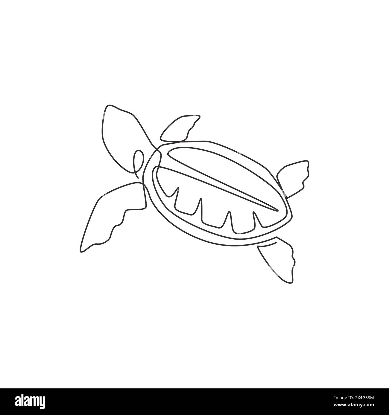 One single line drawing of big turtle for marine company logo identity ...