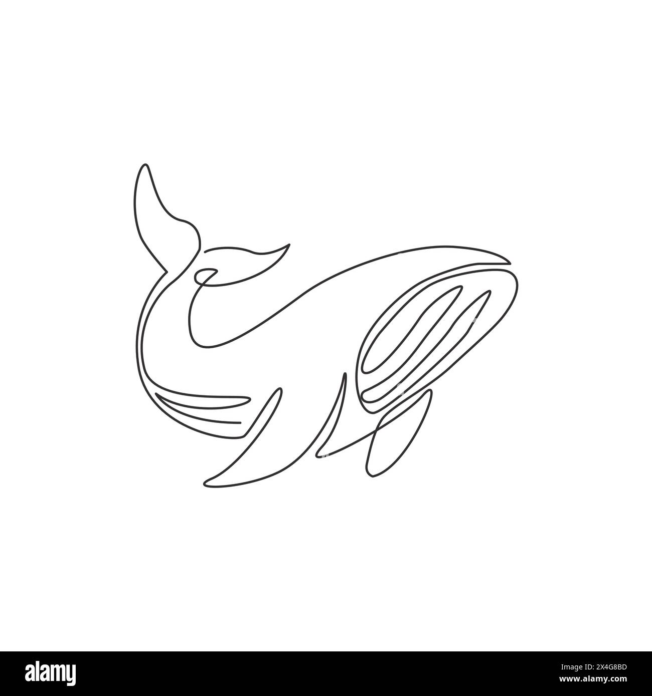 Single continuous line drawing of big whale for marine company logo ...
