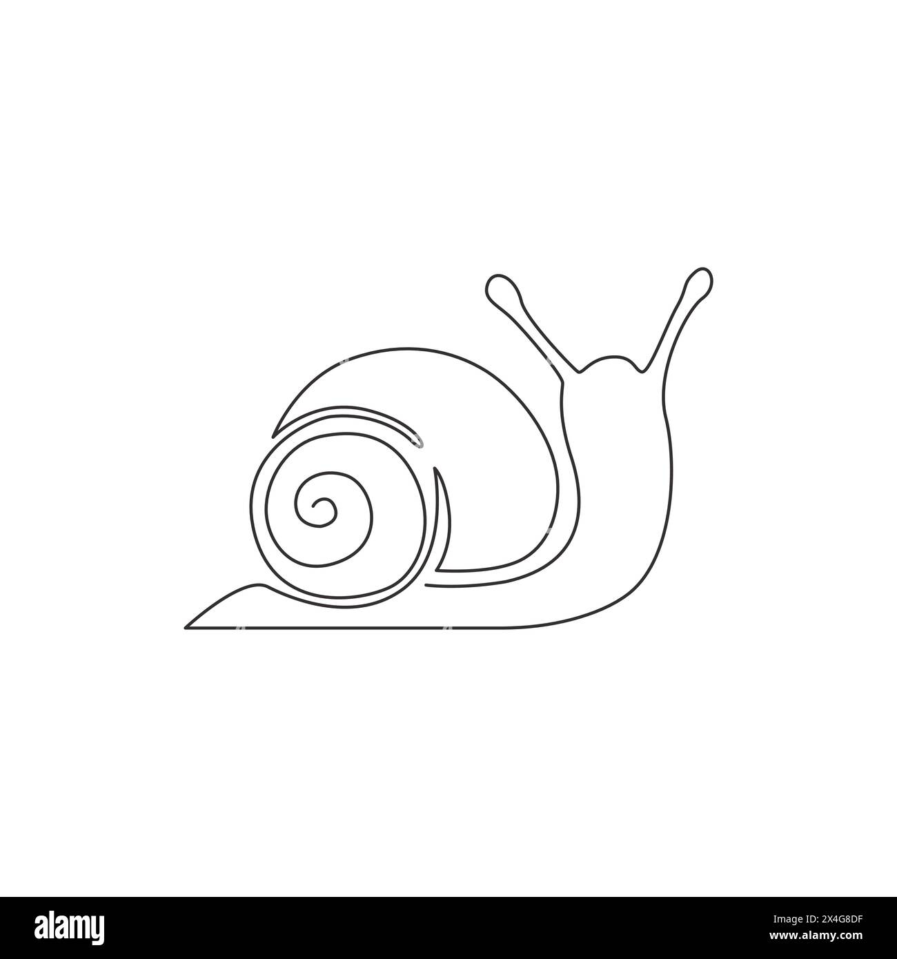 One continuous line drawing of exotic snail with spiral shell mascot ...