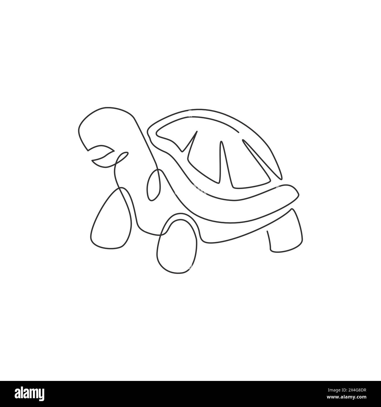 Single continuous line drawing of big tortoise for corporation logo ...