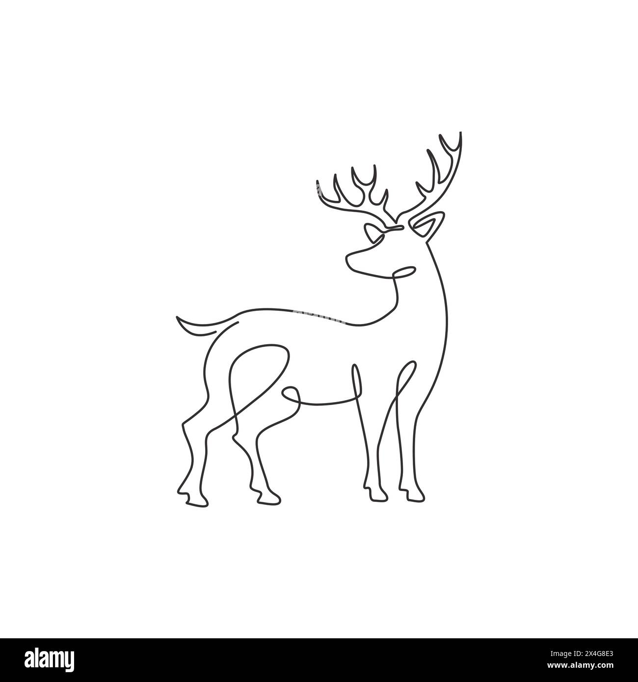 Single continuous line drawing of elegance cute deer for national zoo ...