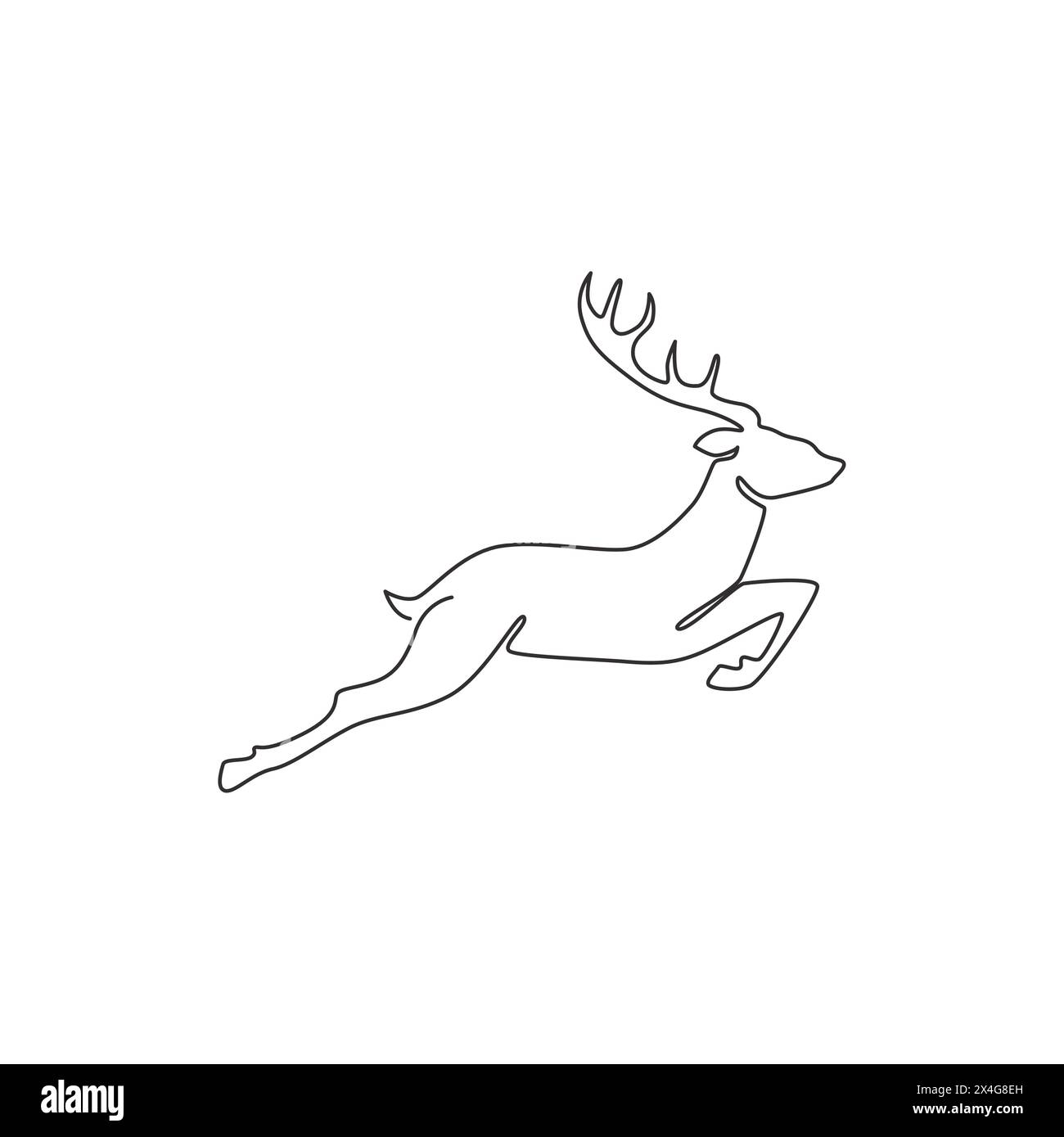 Single continuous line drawing of cute elegance deer for national zoo ...