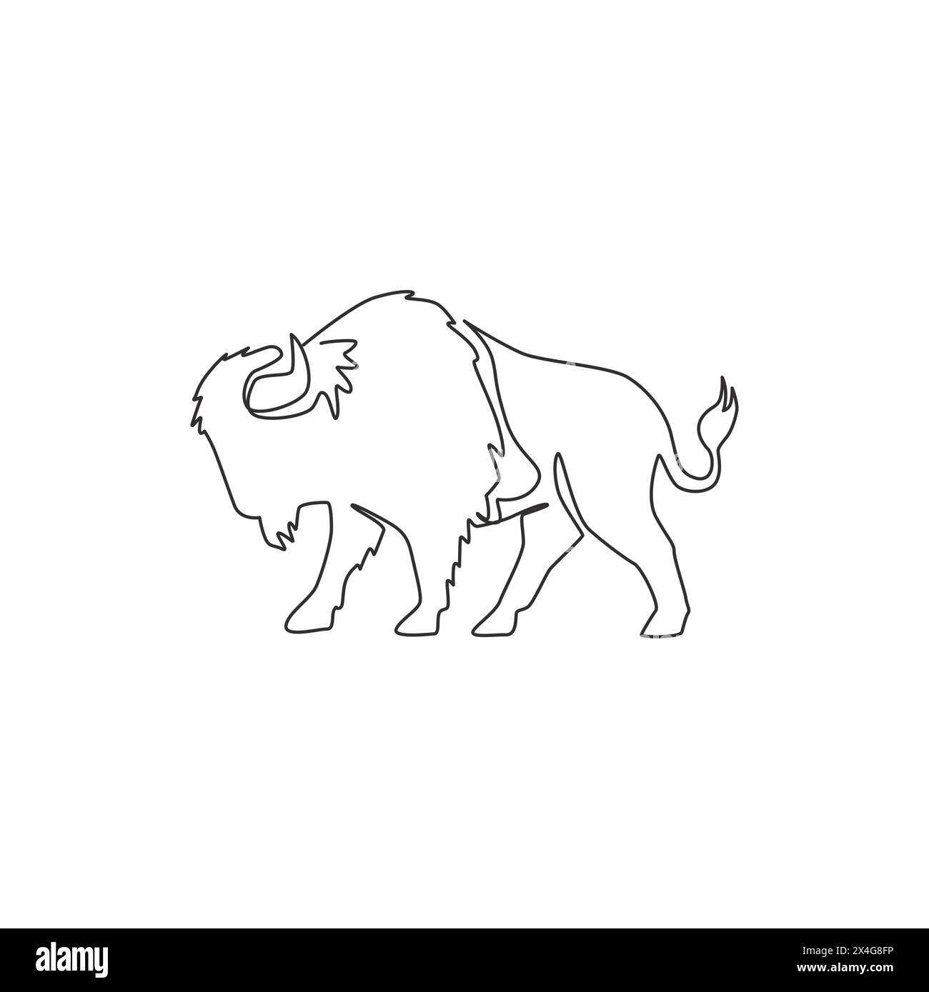 Single continuous line drawing of elegance american bison for ...