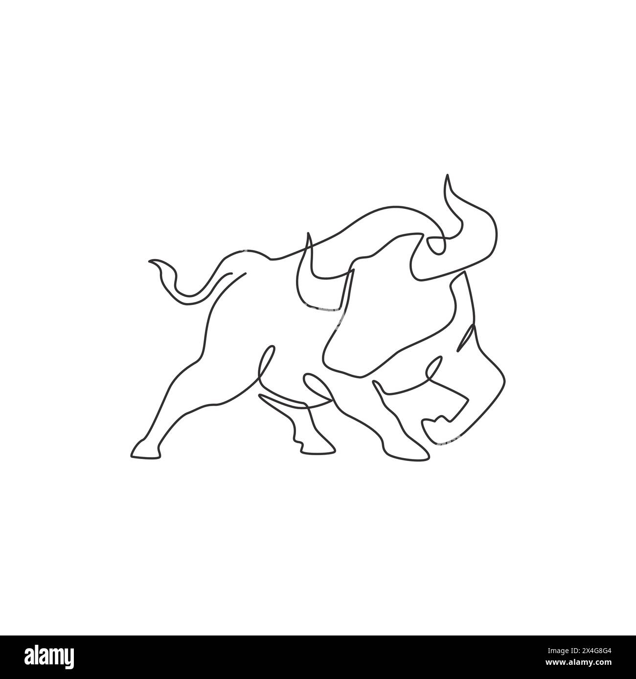 One single line drawing of elegance buffalo for conservation national ...