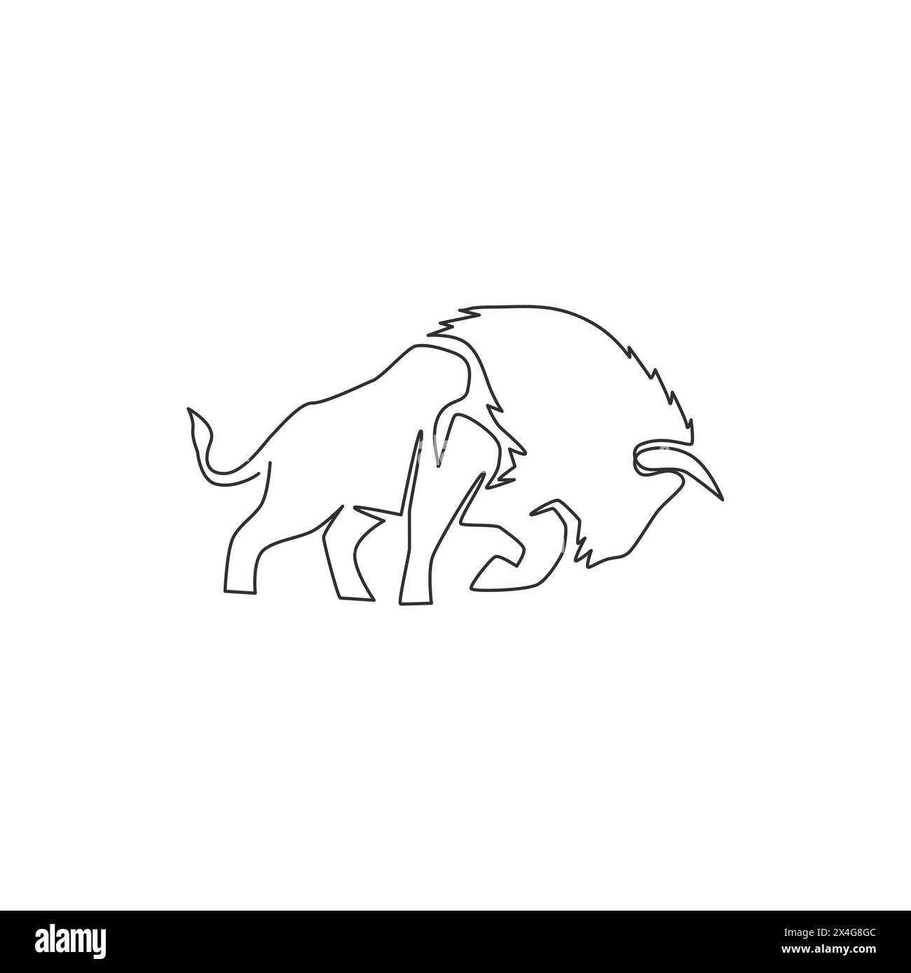 One single line drawing of healthy organic american bison for livestock ...