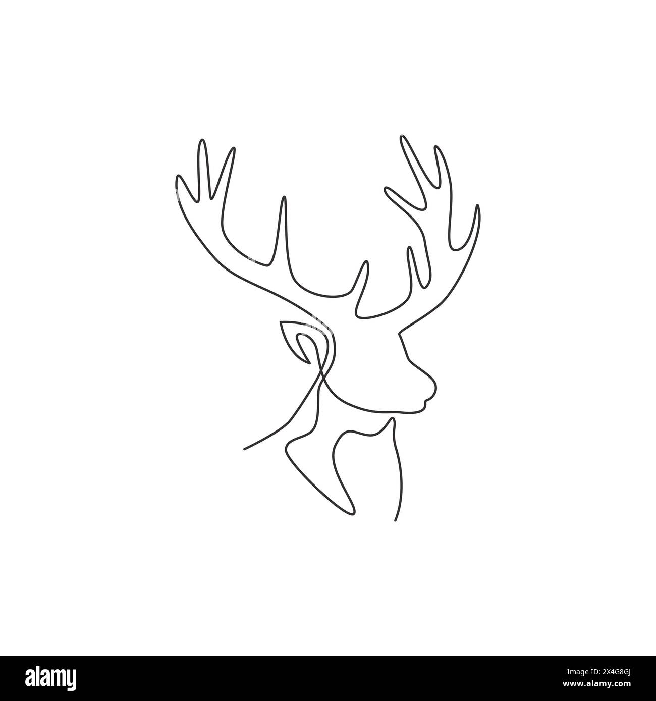 Line cute elk head hi-res stock photography and images - Alamy