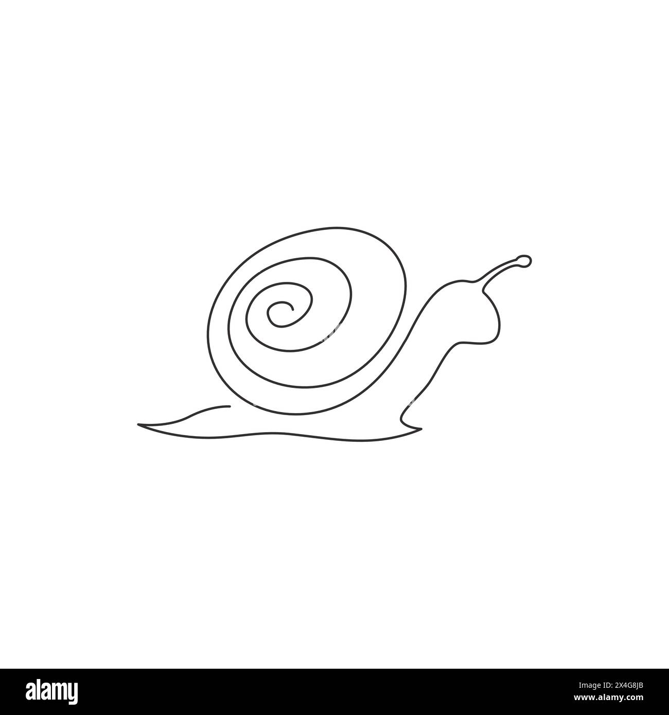 One continuous line drawing of exotic snail with spiral shell mascot ...