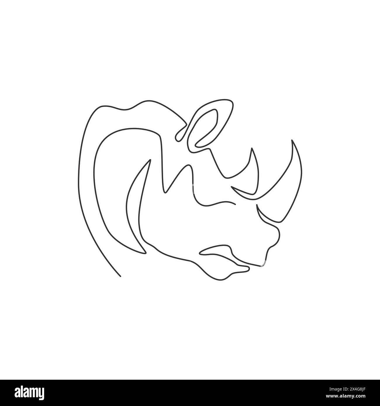 One single line drawing of strong rhinoceros head for conservation ...