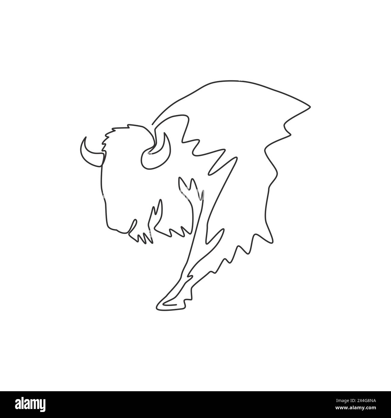 Single continuous line drawing of elegance american bison for ...