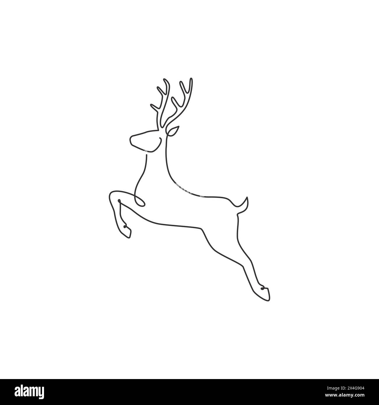 One continuous line drawing of jumping wild reindeer for national park ...