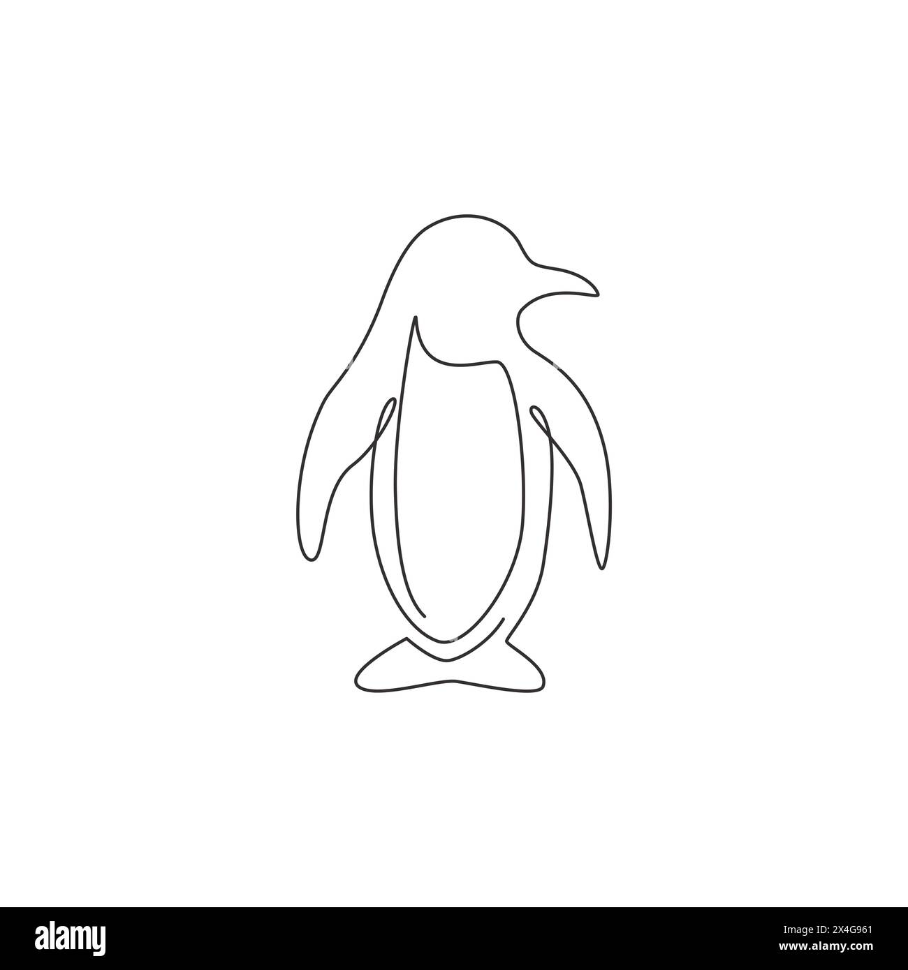 One single line drawing of cute funny penguin for company business logo ...