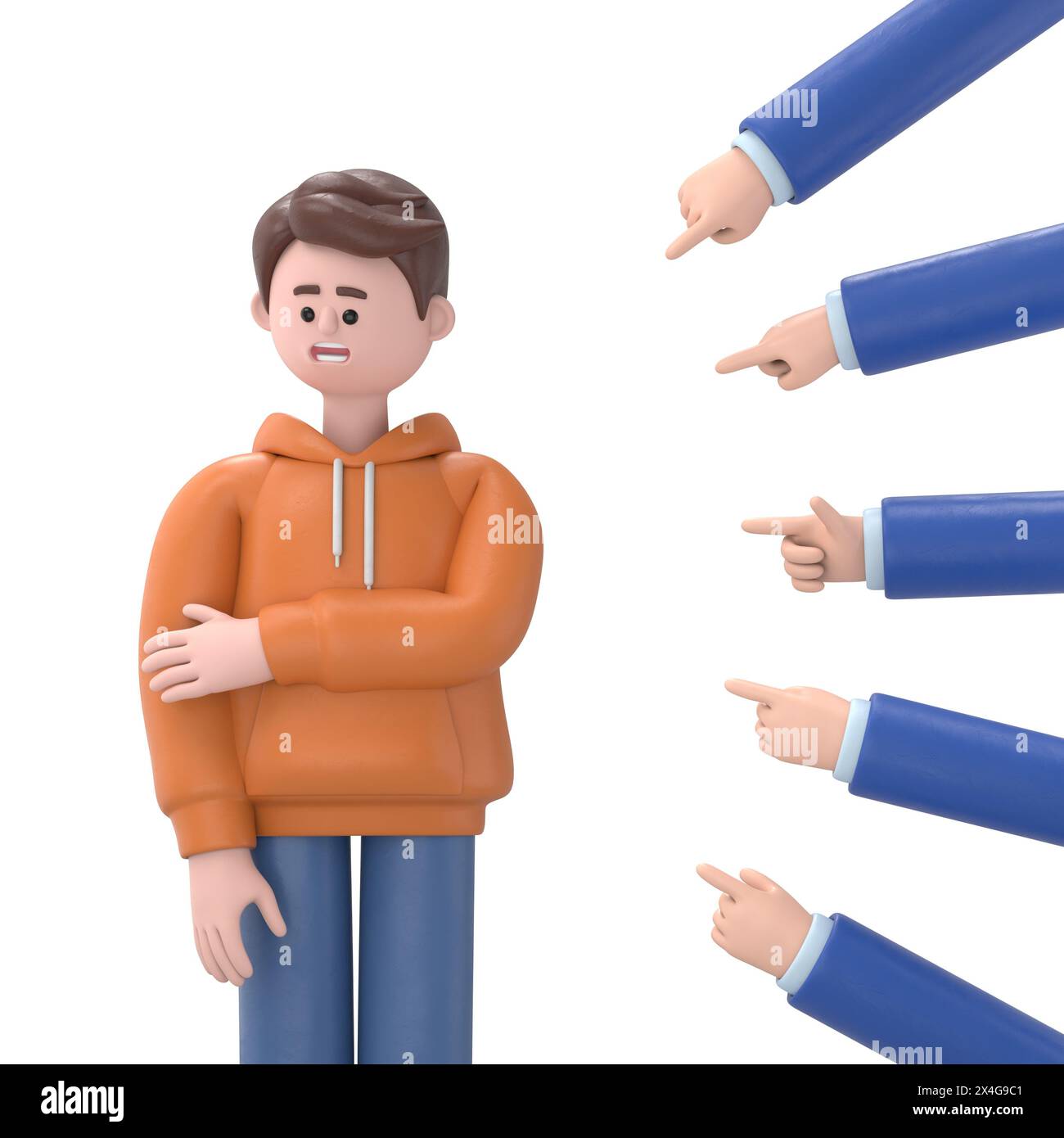 Concept of social censure or accusations. Many hands pointing 3D ...