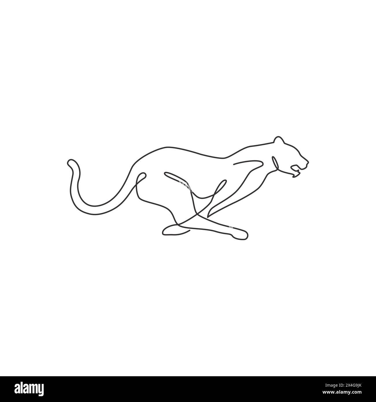 Single continuous line drawing of running cheetah for e-sport team logo ...