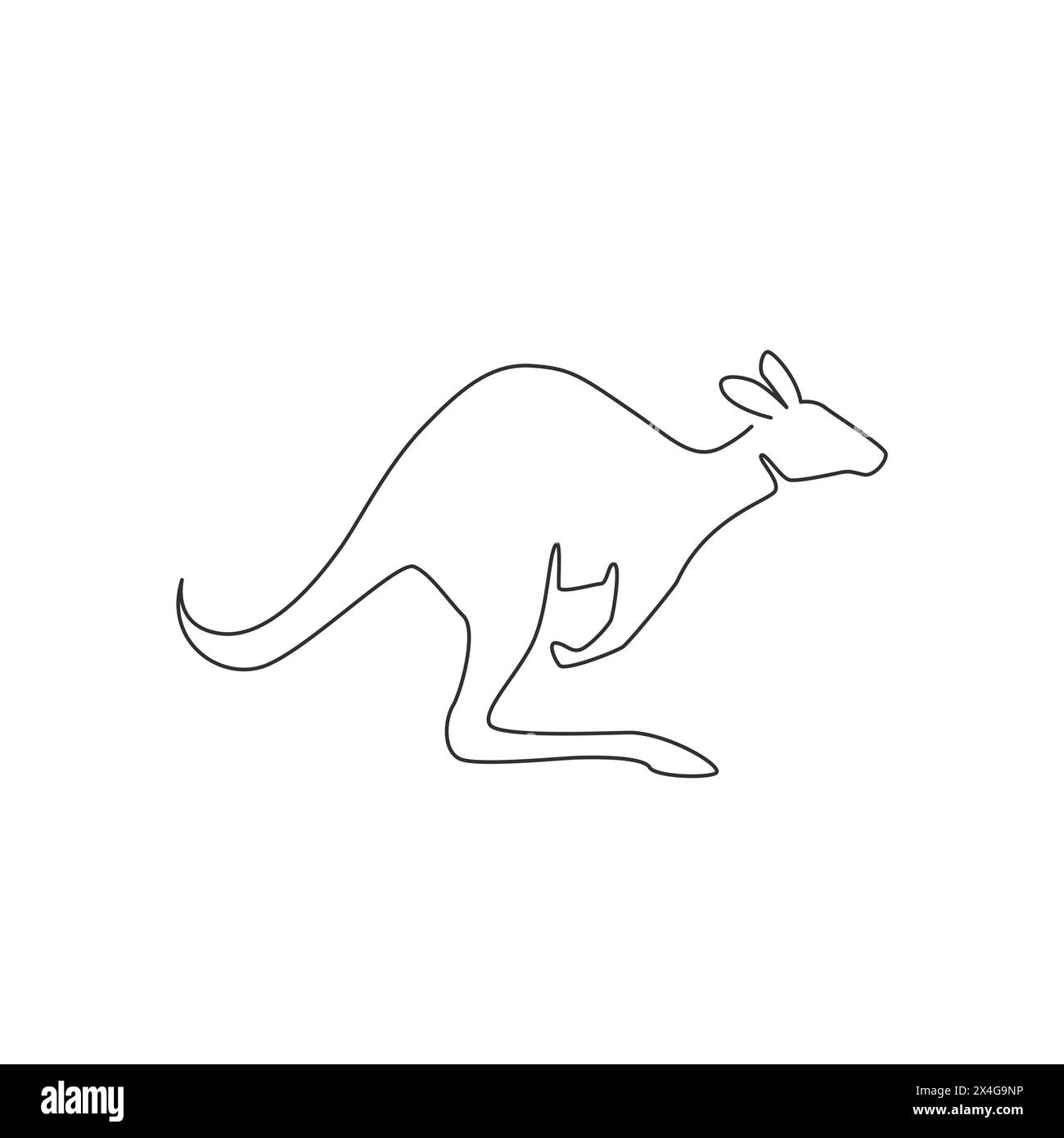 One single line drawing of cute standing kangaroo for business logo ...