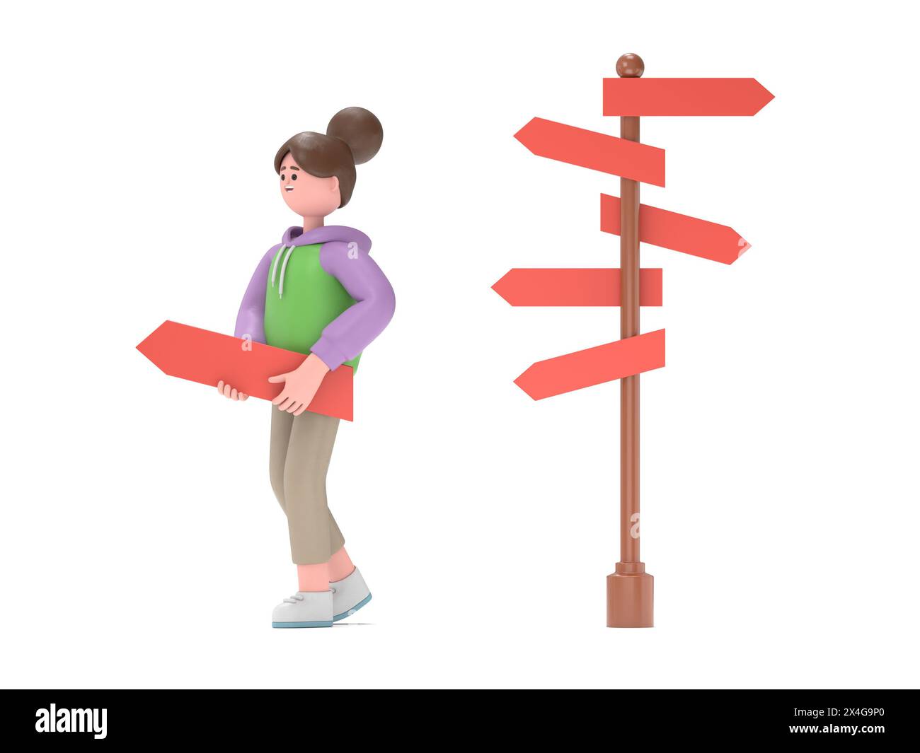 Choose the direction. Directinal concept, 3D illustration in cartoon ...