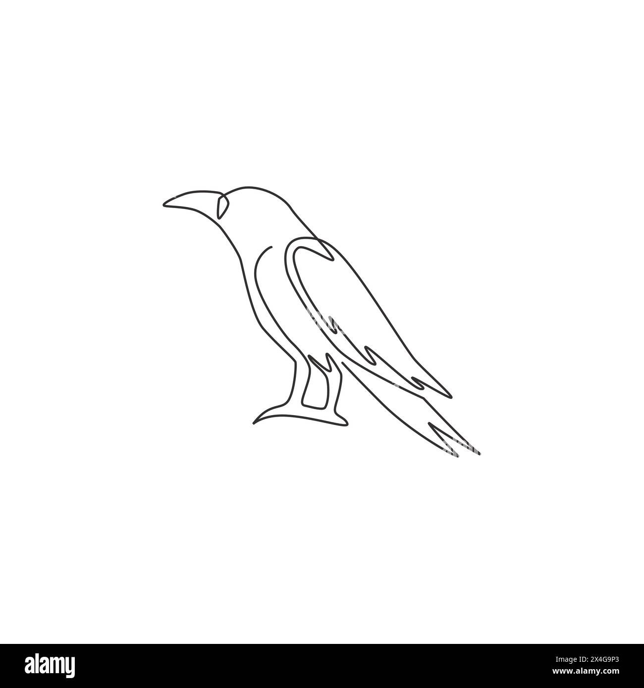One continuous line drawing of black raven for ghost house logo ...