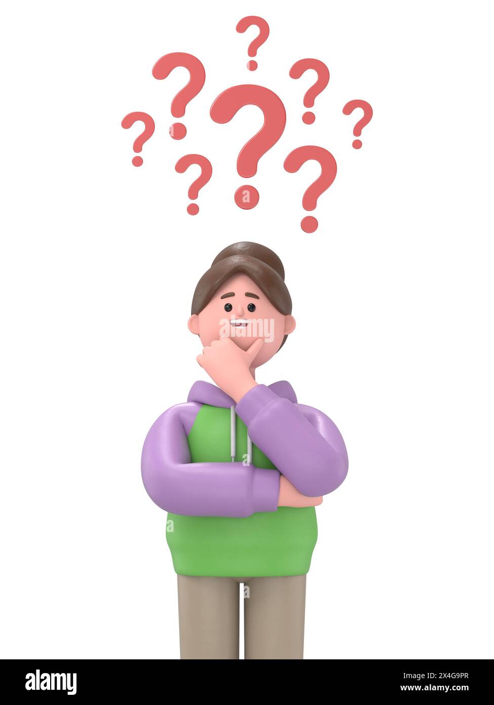 Making A Decision With Arrows And Question Mark Above Head 3d Illustration In Cartoon Style3d