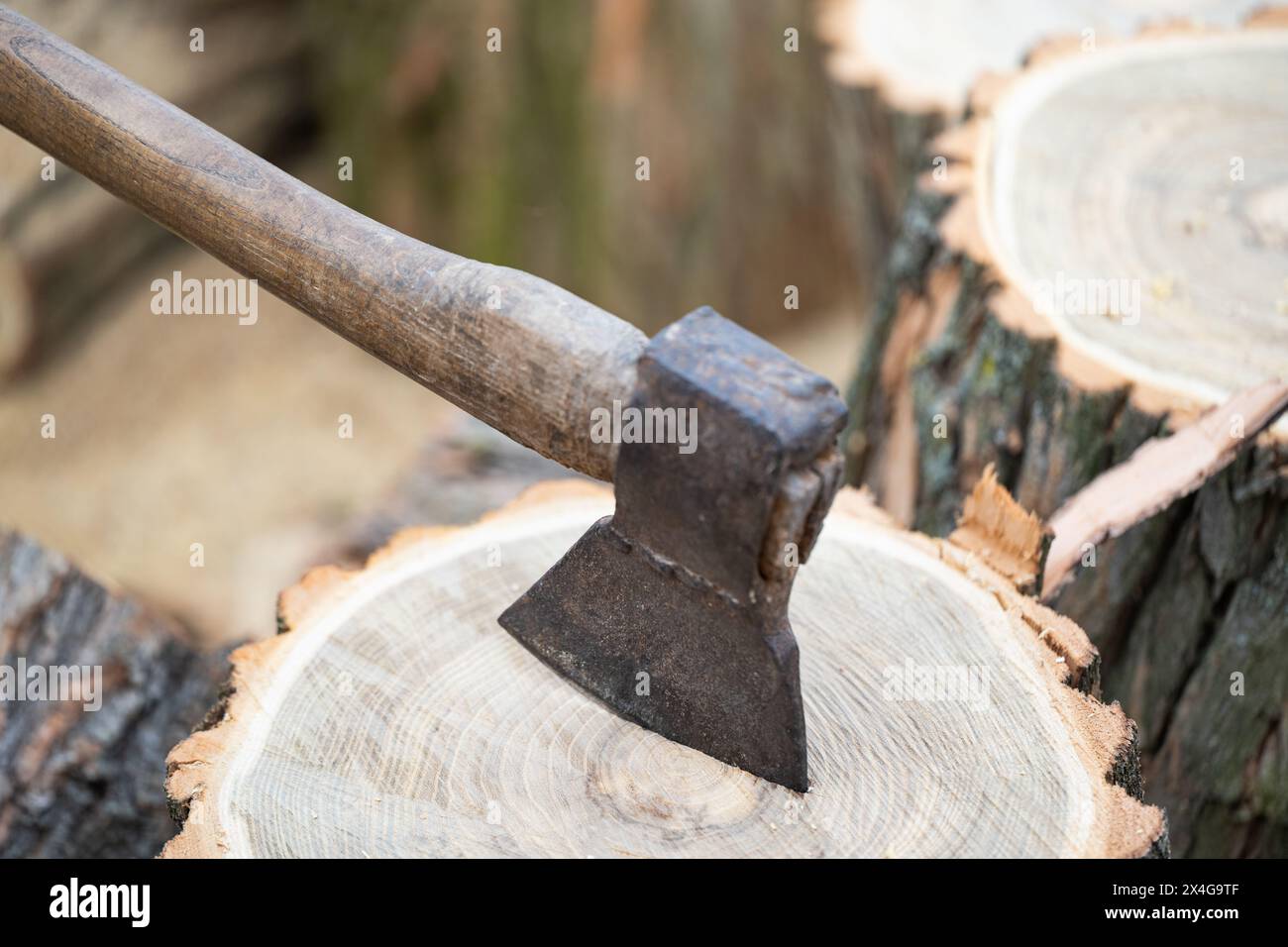 Chopping wood ax close up hi-res stock photography and images - Alamy