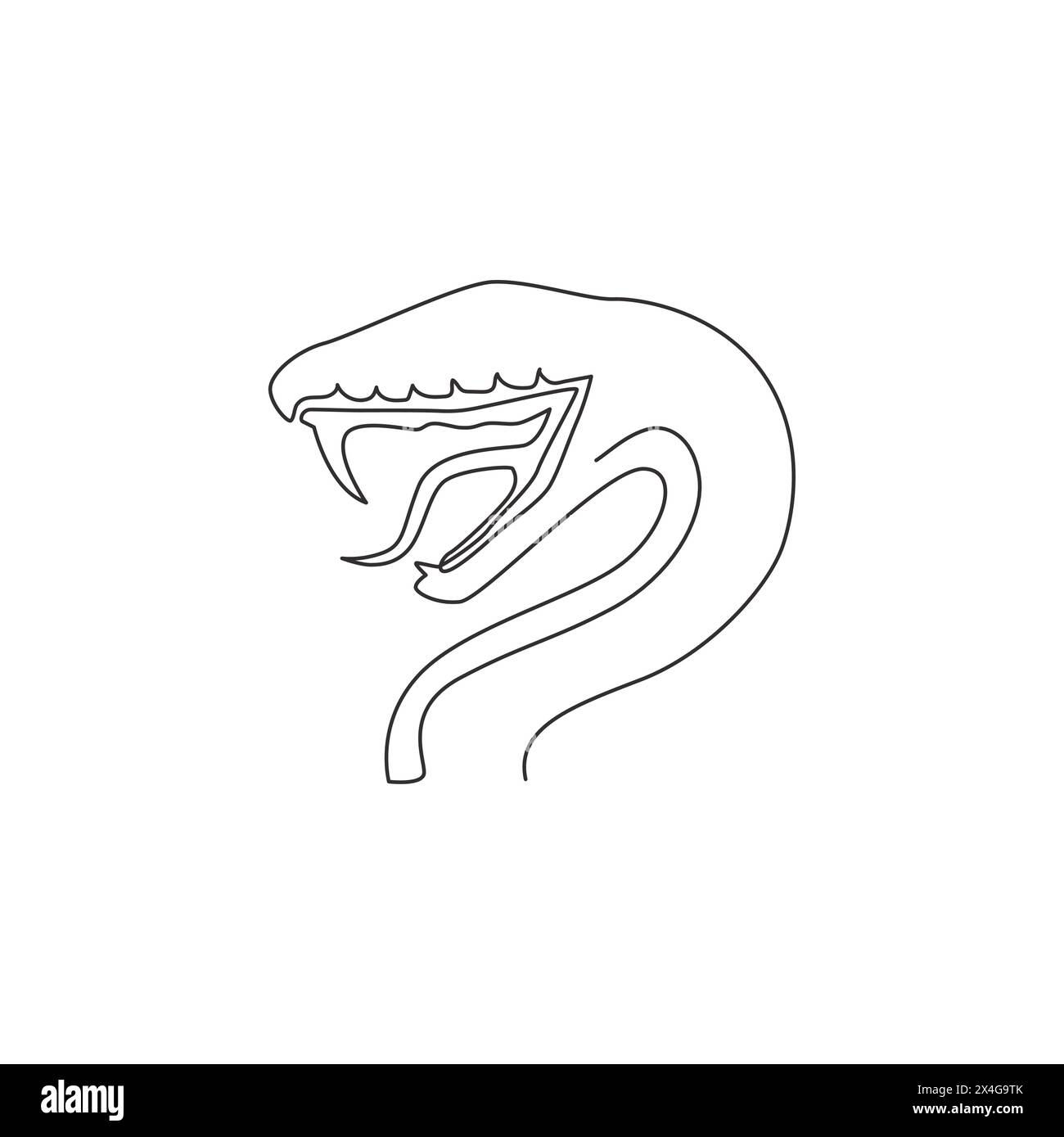 One single line drawing of venomous snake for medicine concoction logo ...