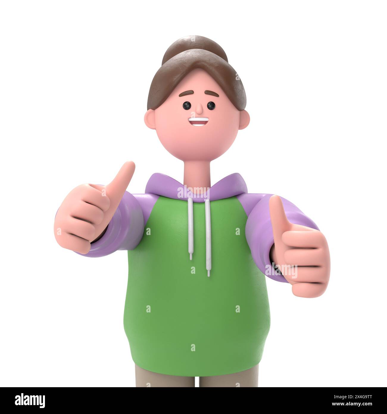 3D illustration of Asian girl Renae approving doing positive gesture ...