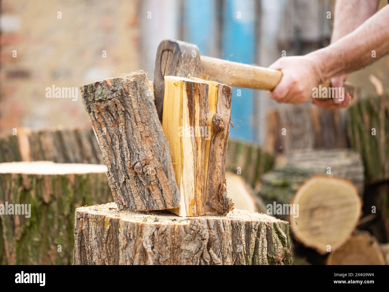 Chopping wood ax close up hi-res stock photography and images - Alamy
