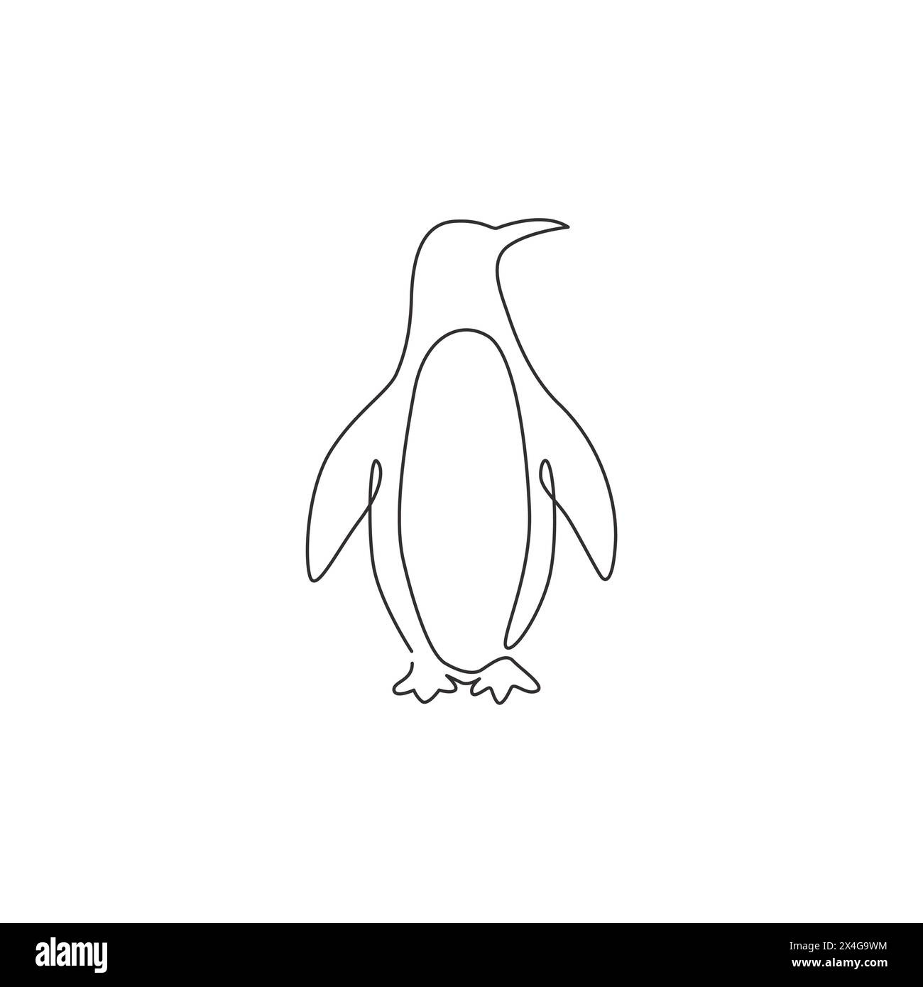 Single continuous line drawing of adorable penguin for company business ...