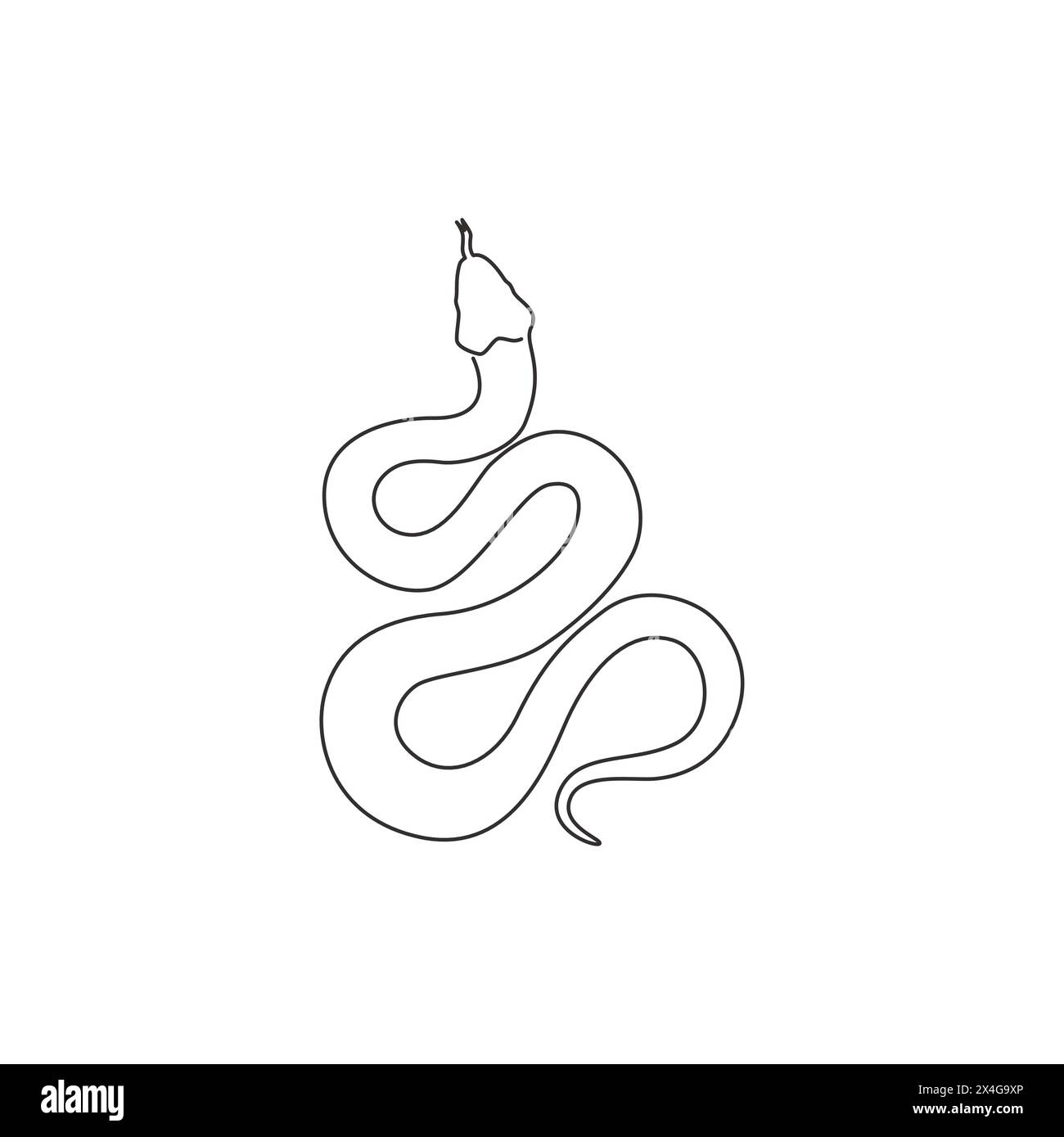 Single continuous line drawing of venomous snake for business logo ...