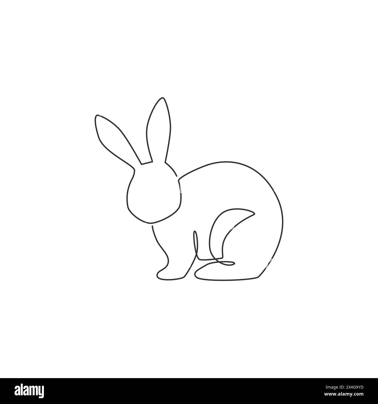 One single line drawing of cute standing rabbit for brand business logo ...