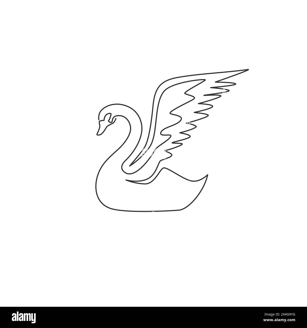 One continuous line drawing of beautiful swan for wedding organizer ...