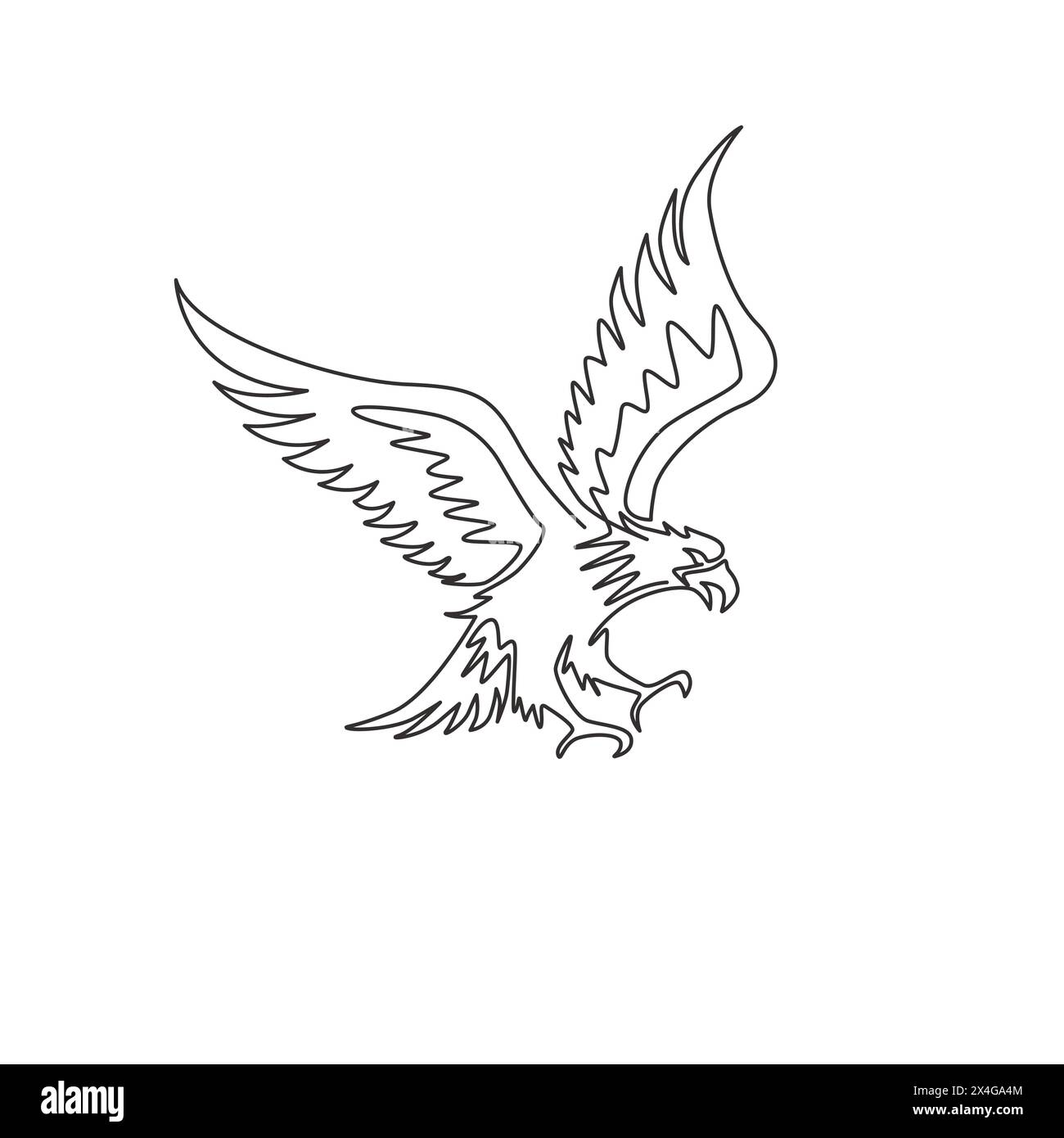 One continuous line drawing of strong eagle for delivery service logo ...