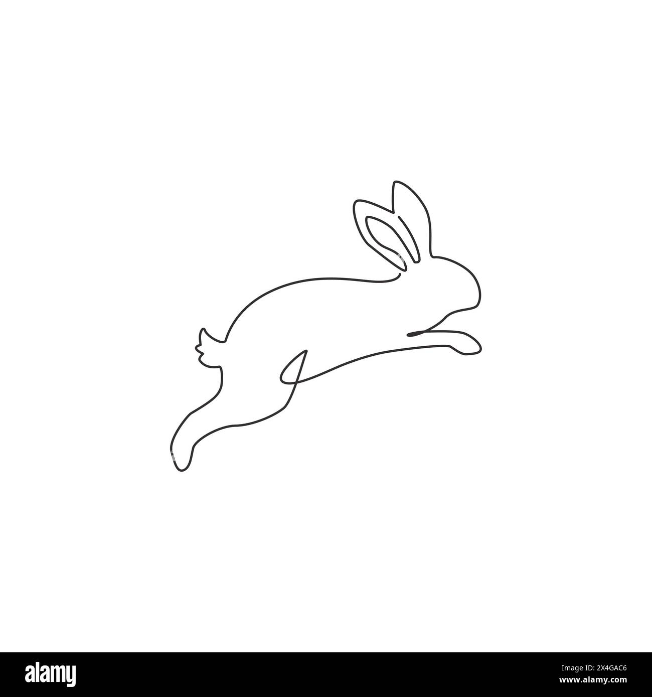 One single line drawing of cute jumping rabbit for brand business logo ...