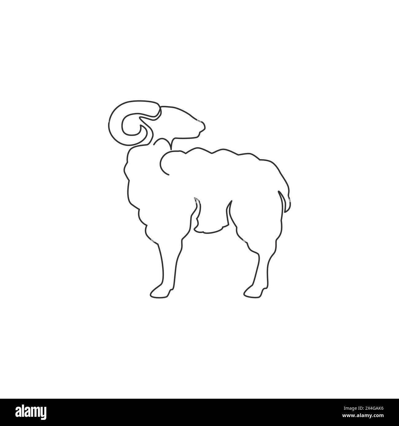 Single continuous line drawing of funny cute sheep for business logo ...
