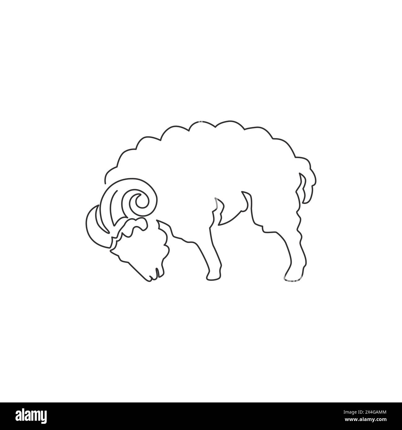 One continuous line drawing of cute sheep for livestock logo identity ...