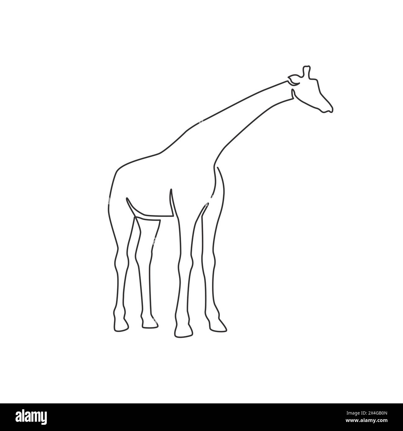 One single line drawing of cute giraffe for safari logo identity ...