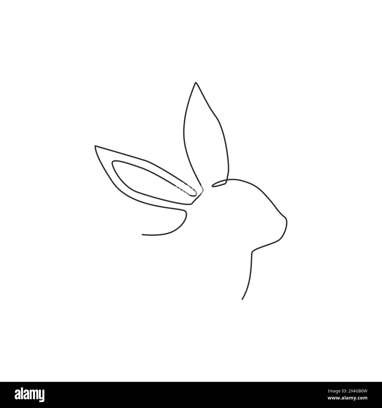 One single line drawing of cute rabbit head for brand business logo ...