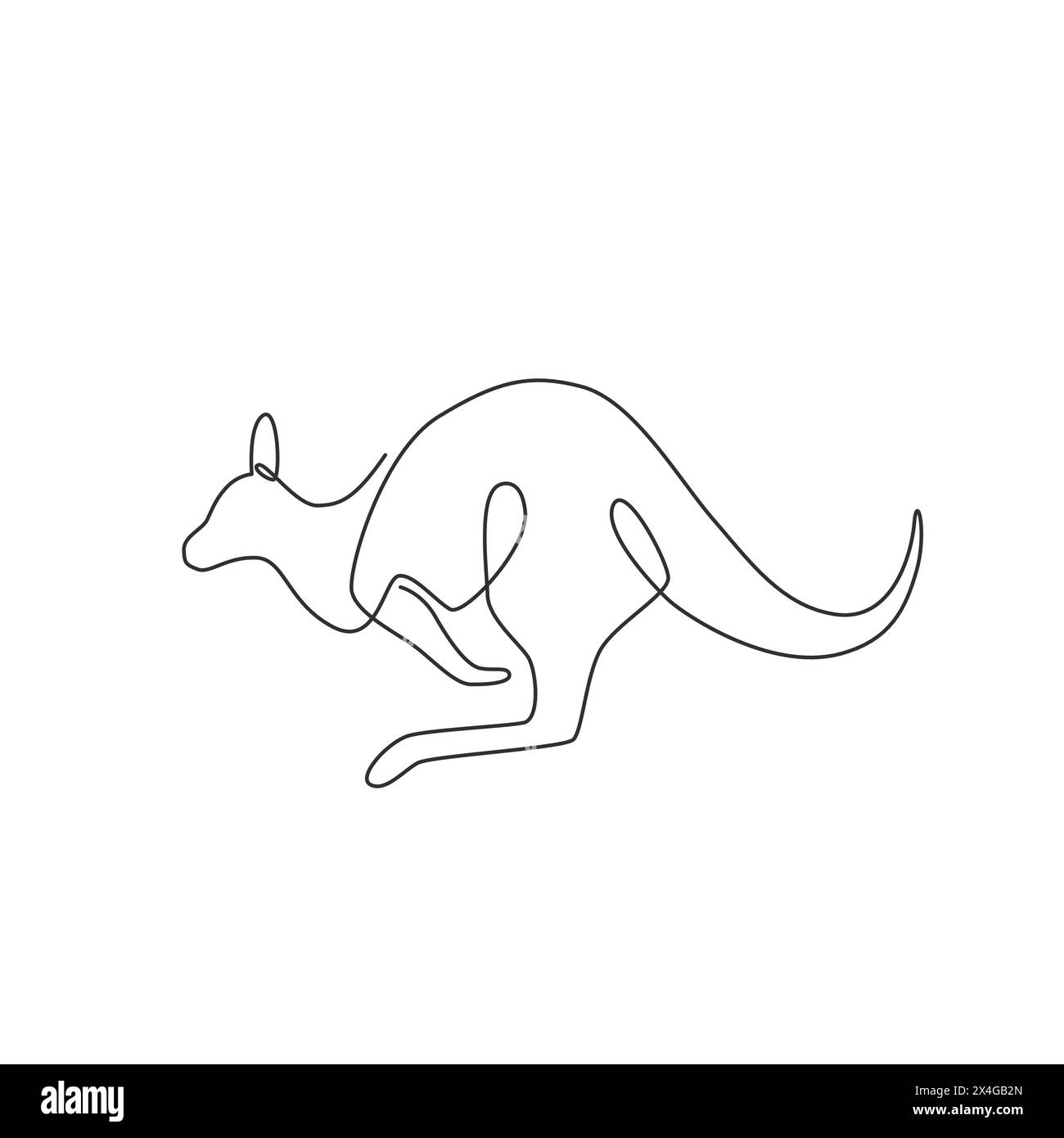 One single line drawing of cute jumping kangaroo for business logo ...
