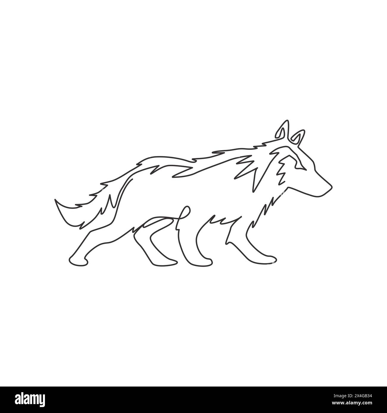 Single continuous line drawing of mysterious wolf for e-sport team logo ...