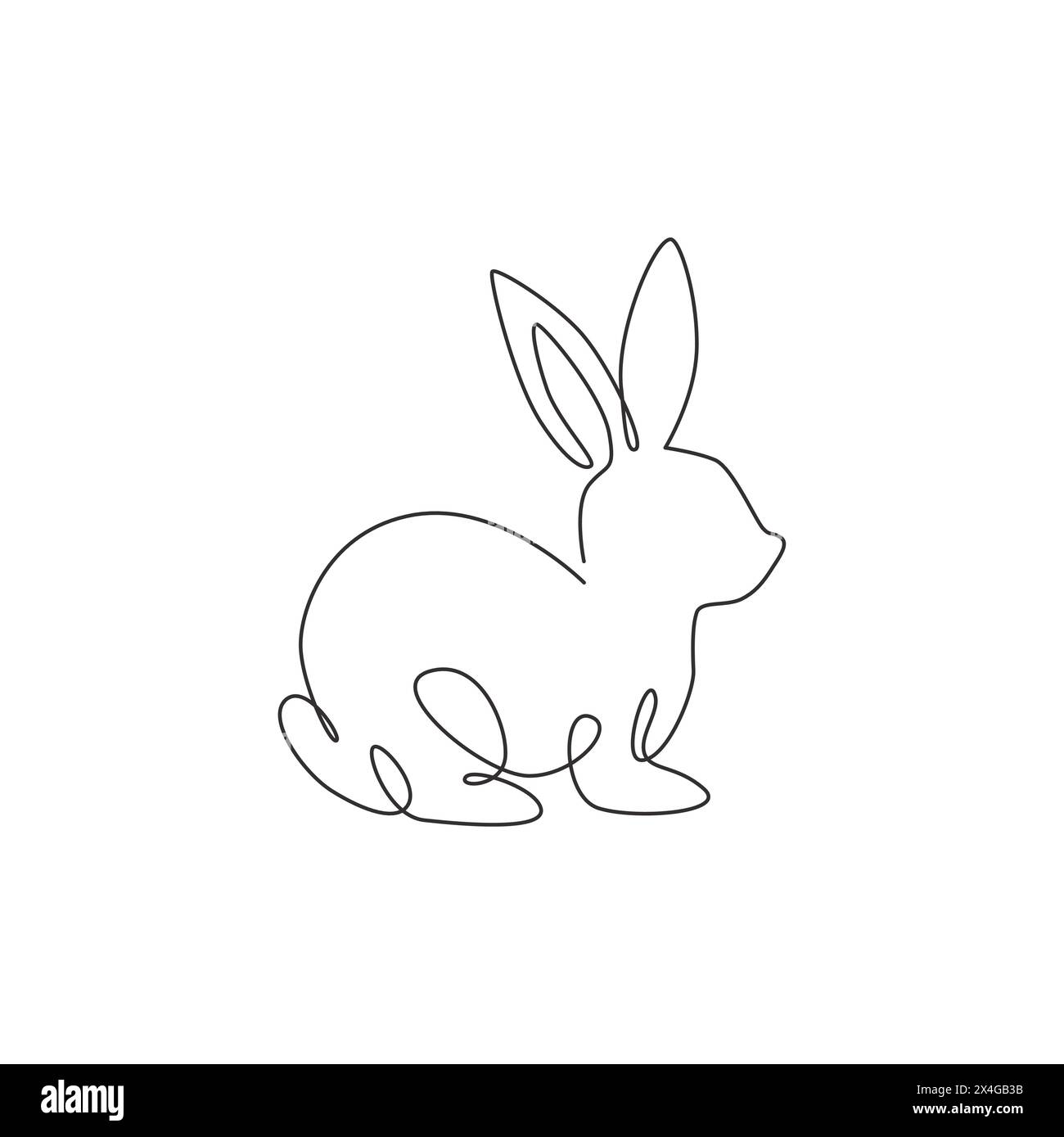 Single continuous line drawing of funny rabbit for pet shop logo ...