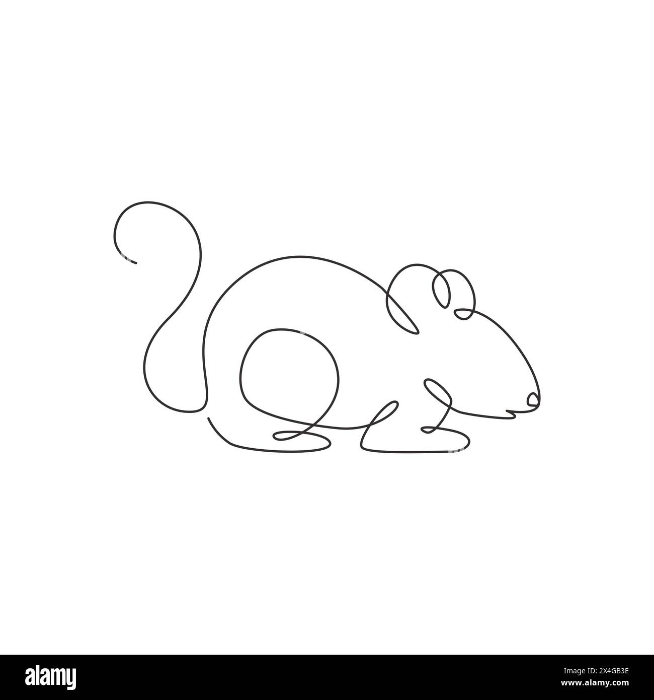 Single continuous line drawing of little cute mouse for logo identity ...
