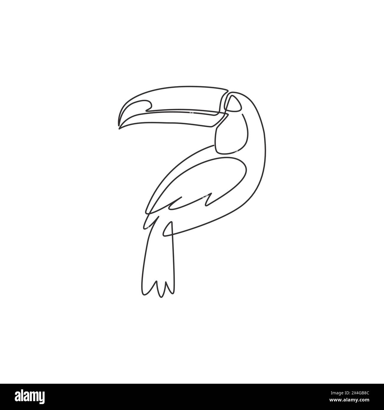 One Continuous Line Drawing Of Cute Toucan Bird With Big Beak For Logo