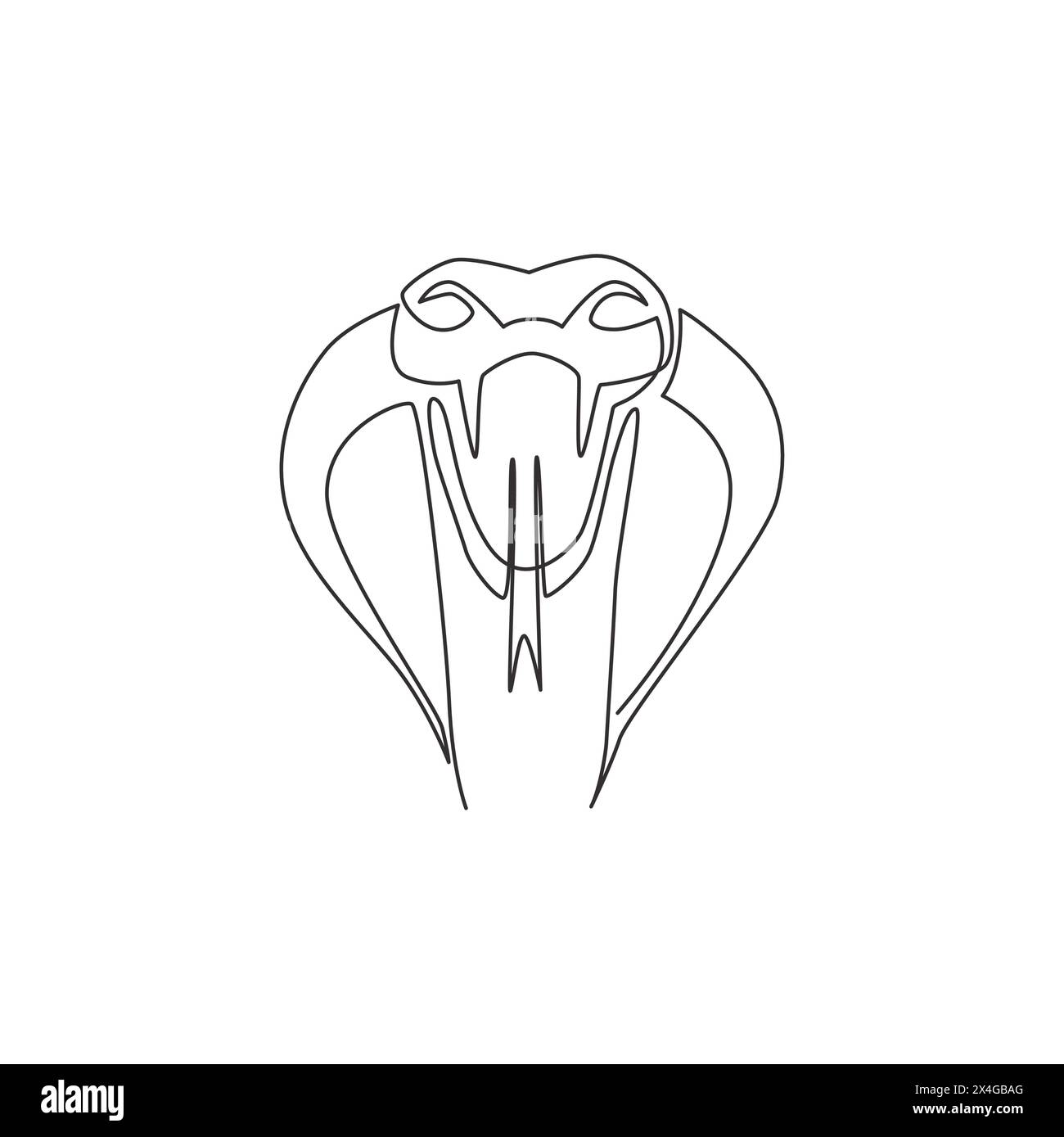 Single continuous line drawing of venomous snake for business logo ...