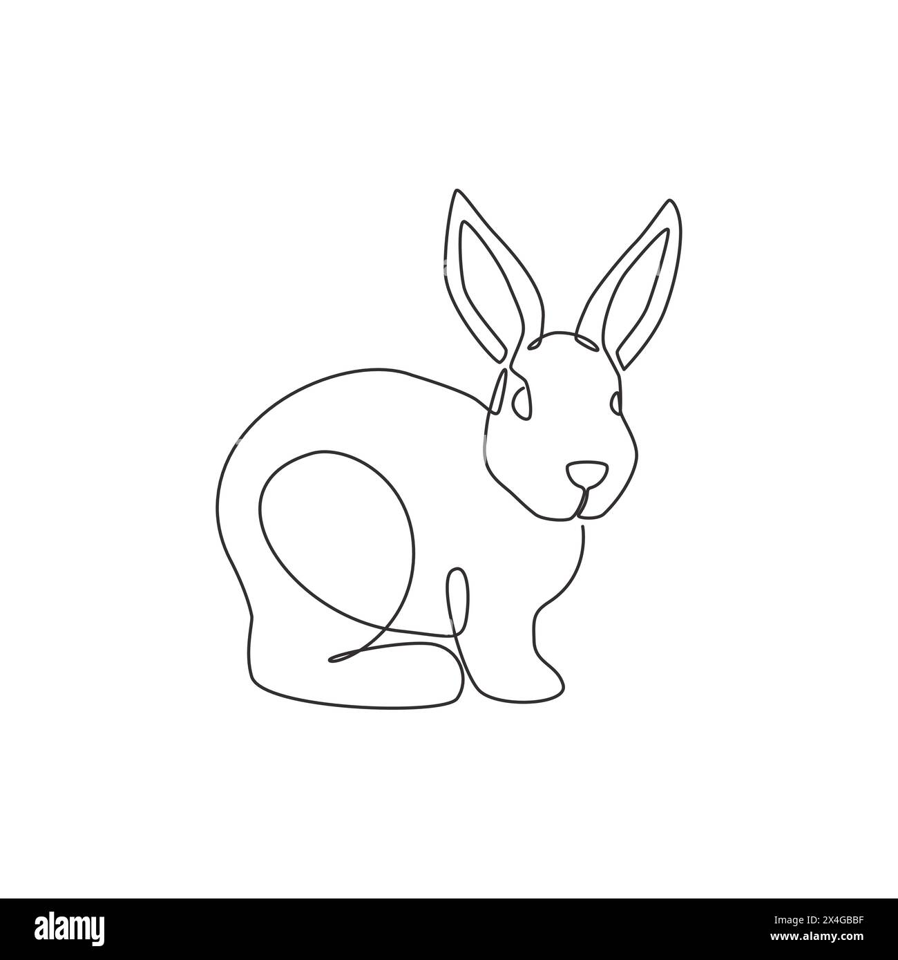 Single continuous line drawing of funny rabbit for pet shop logo ...
