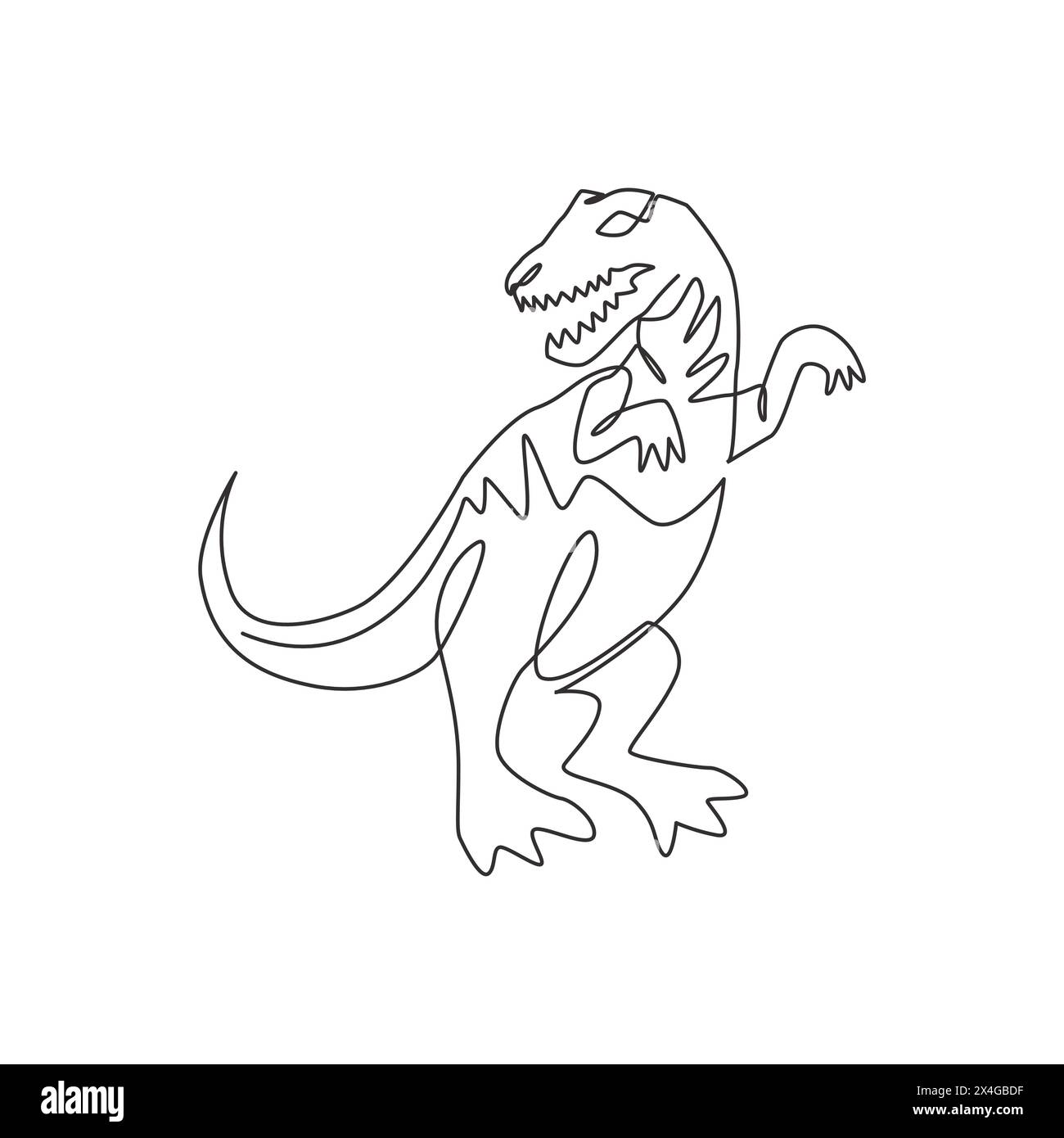 One single line drawing of furious tyrannosaurus rex for logo identity ...