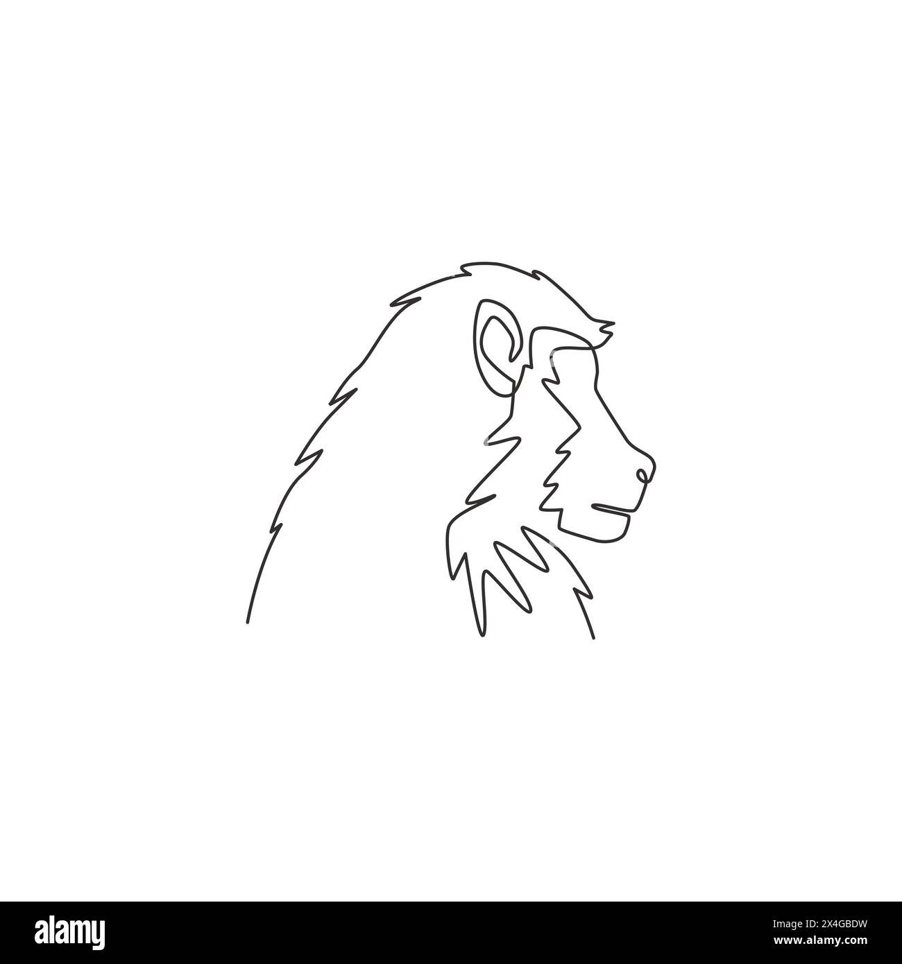 One continuous line drawing of baboon head for conservation jungle logo ...