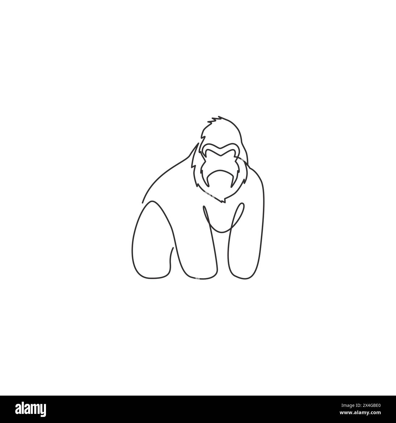 One continuous line drawing of gorilla for national park logo identity ...