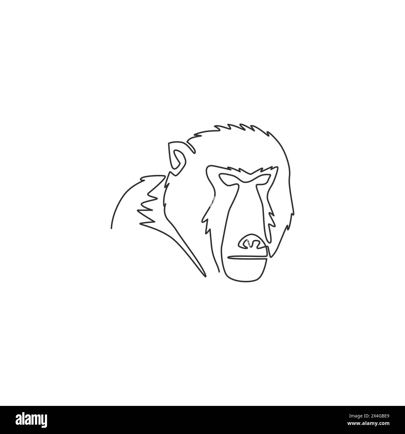 One single line drawing of baboon head for company business logo ...