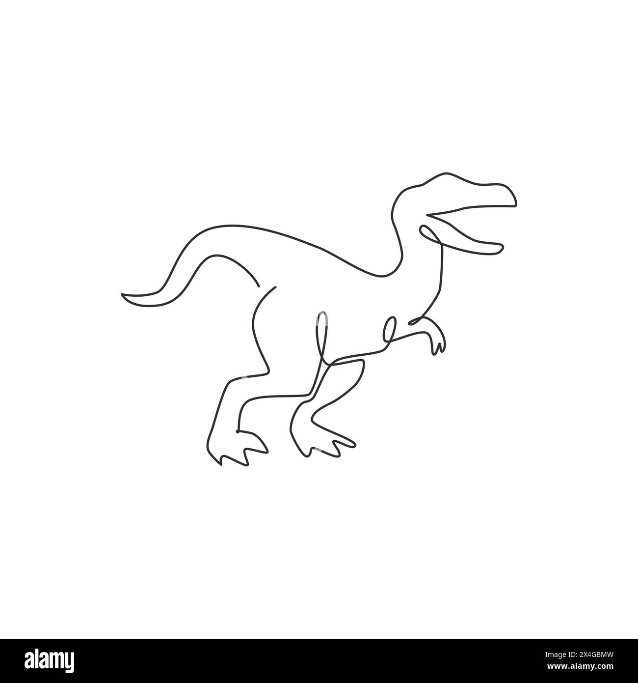 One continuous line drawing of aggressive raptor animal for logo ...