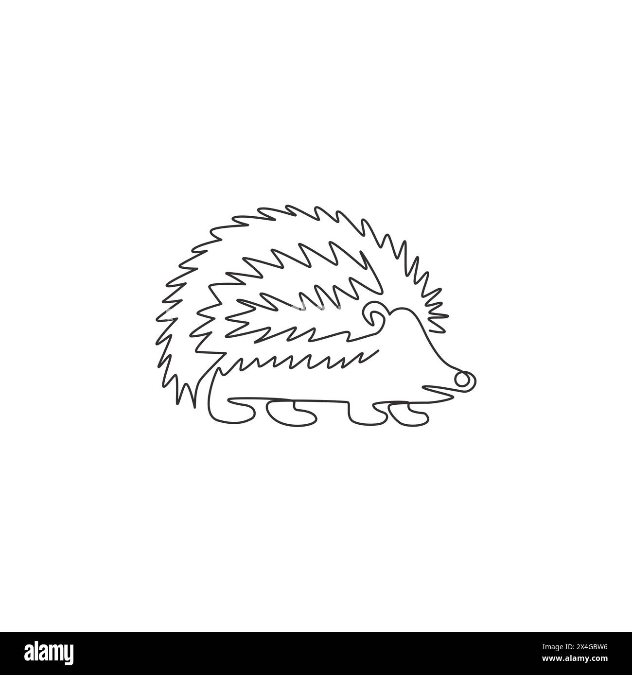 Single continuous line drawing of cute little baby hedgehog for logo ...