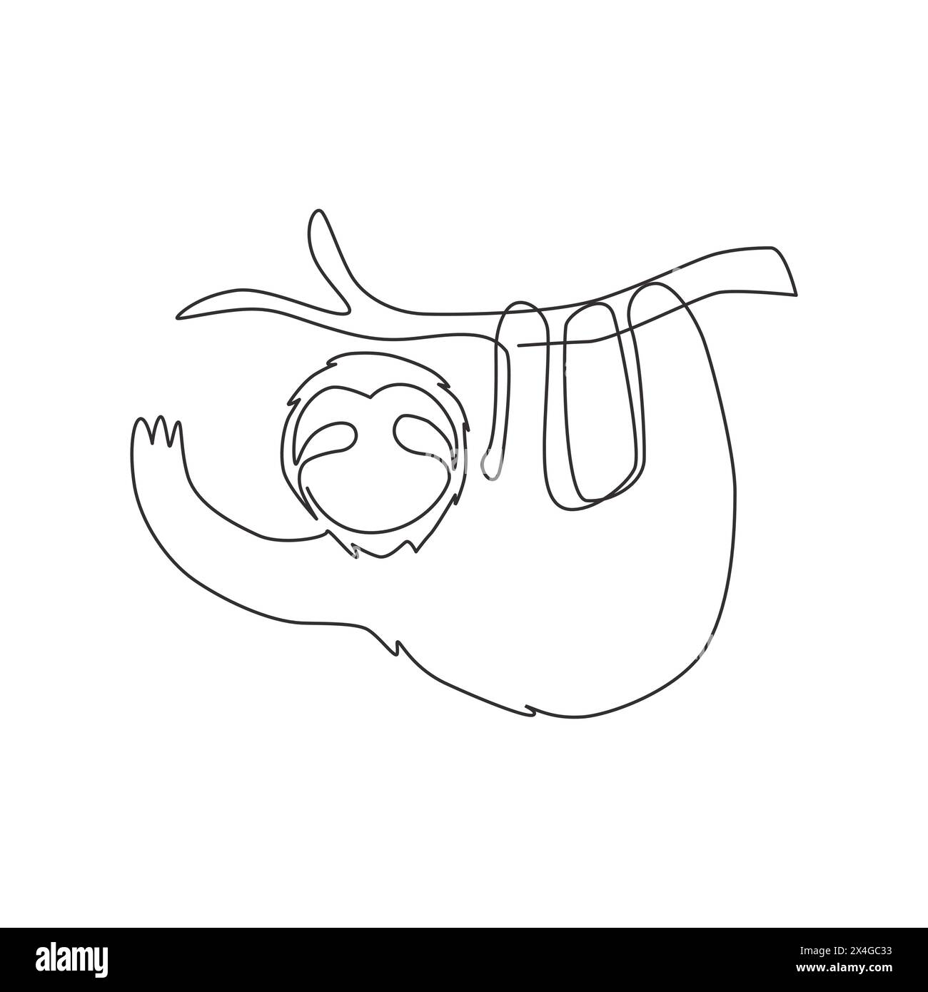 Cute sloth waving hand cartoon vector icon illustration animal icon hi ...