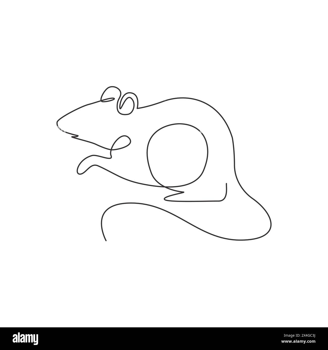 Single continuous line drawing of little cute mouse for logo identity ...